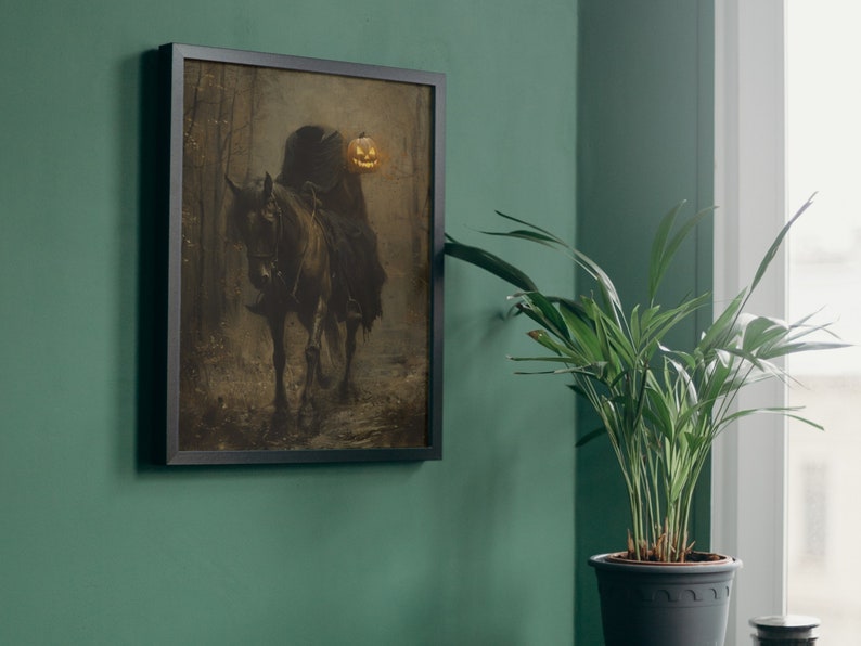 Printable Vintage HEADLESS HORSEMAN Oil Painting Download Art, Gothic ...