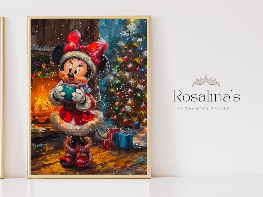 Printable Vintage Holiday Minnie Mouse Oil Painting | Download Art ...