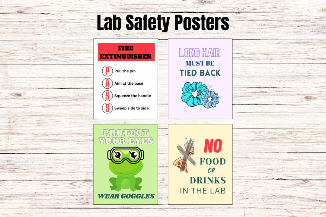 8 Cute Lab Safety Wall Prints, Science Classroom Decor, Wall Art ...