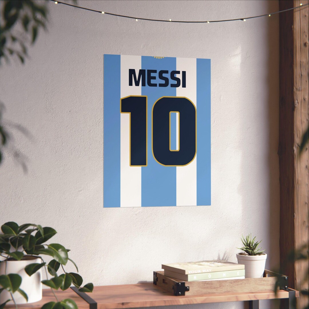 Messi 10 Poster, Argentina Jersey Back Print, Lionel Messi Wall Art ...