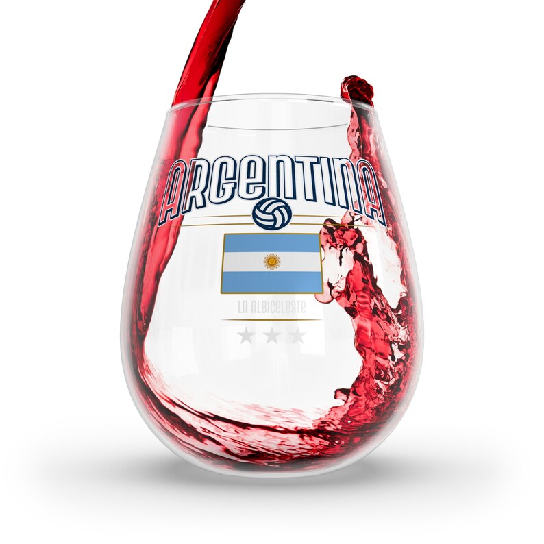 Argentina National Team Stemless Wine Glass, 11.75oz, Messi, La ...