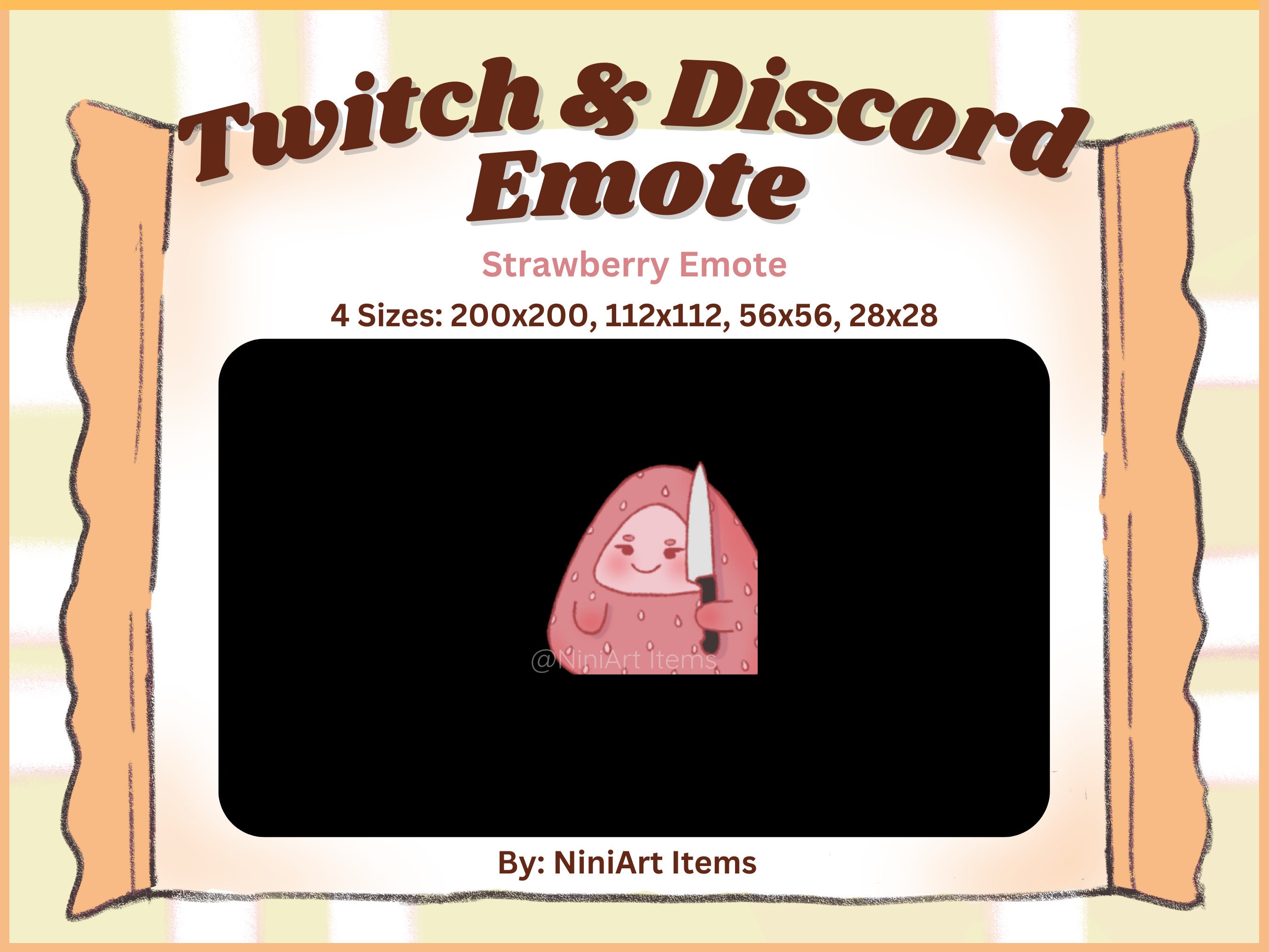 Cute Twitch Knife Emote Strawberry Emote Kawaii Strawberry Knife Emote ...
