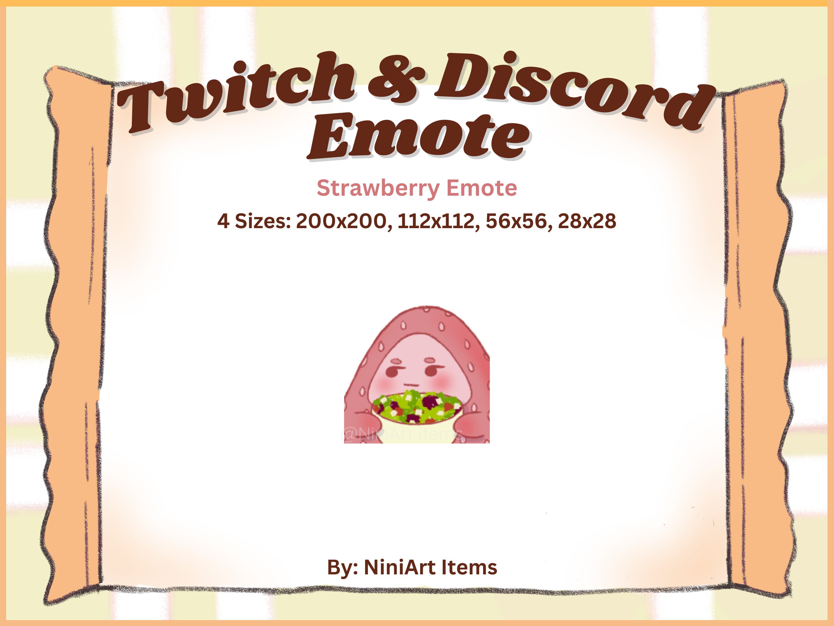Cute Twitch Salad Emote Strawberry Emote | Kawaii Strawberry Emote ...