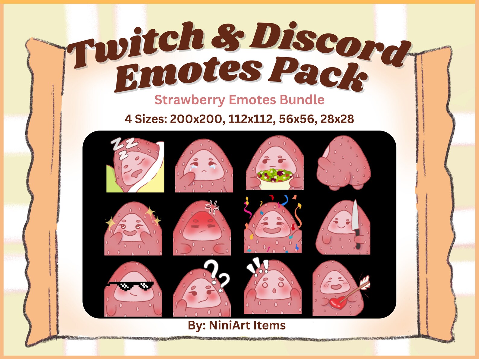 Cute Strawberry Twitch Emote Bundle Cute Twitch Emotes - Etsy