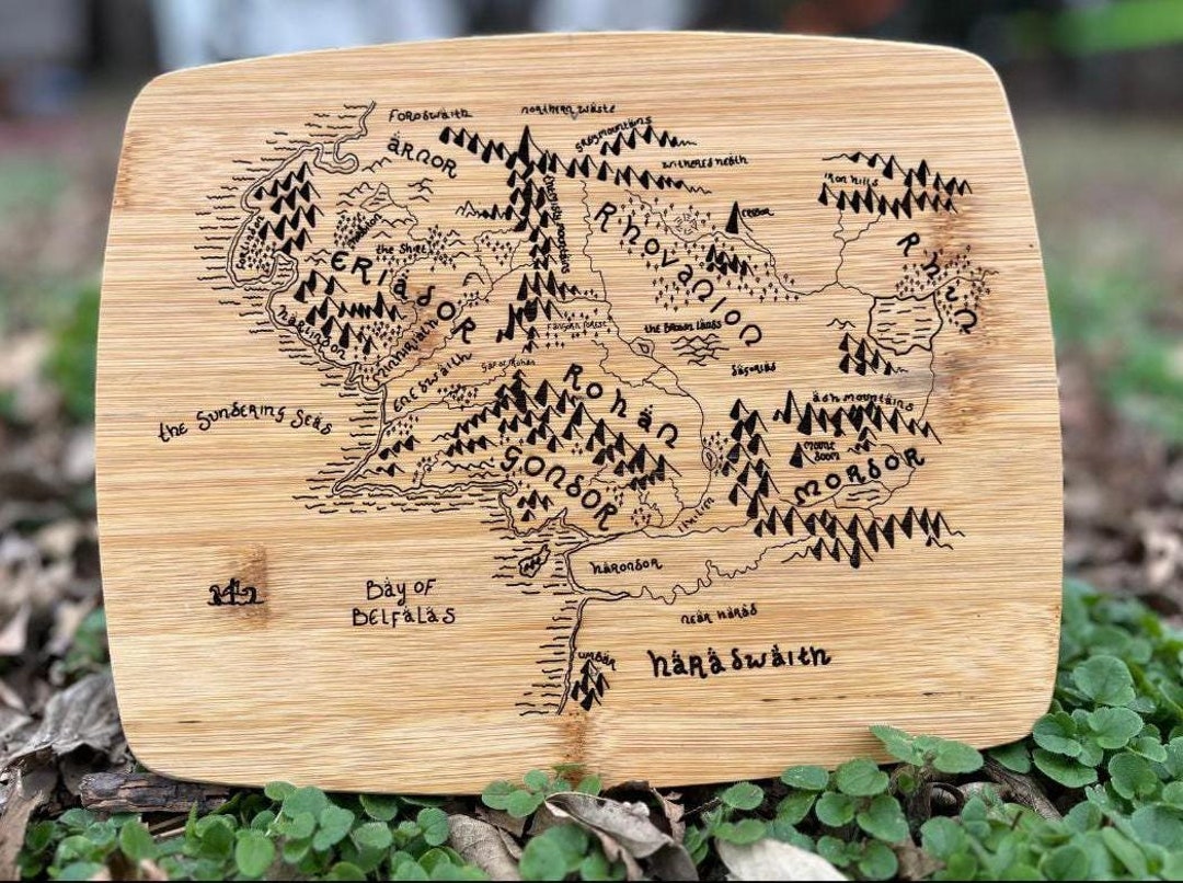 Middle-earth Map Engraved Cutting Board One Board to Rule Them All Lord ...