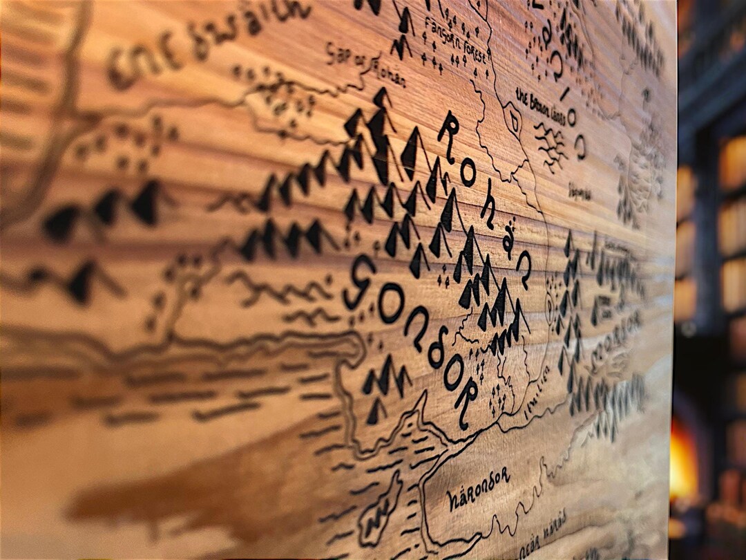 Middle-earth Map Handcrafted Tolkien Relic Luxury Engraved Collectible ...