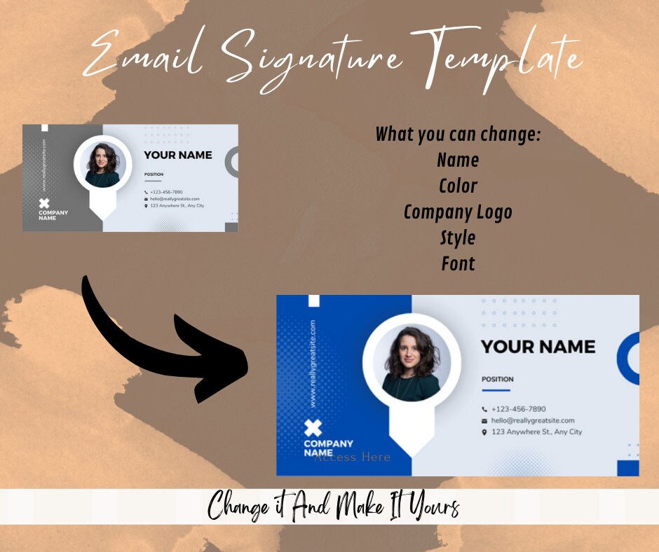 Email Signature Template With Logo & Photo Editable Canva - Etsy