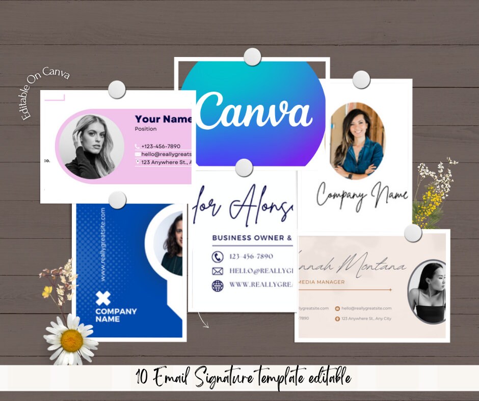 Email Signature Template With Logo & Photo Editable Canva - Etsy