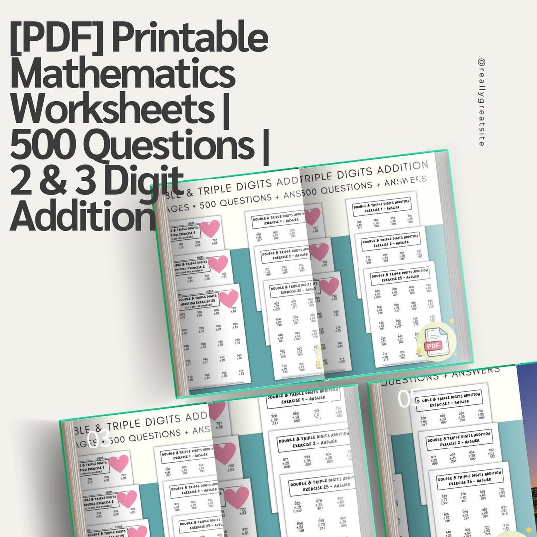 25 Page Printable First Grade Mathematics Worksheets for Kids Ages 5-8 ...