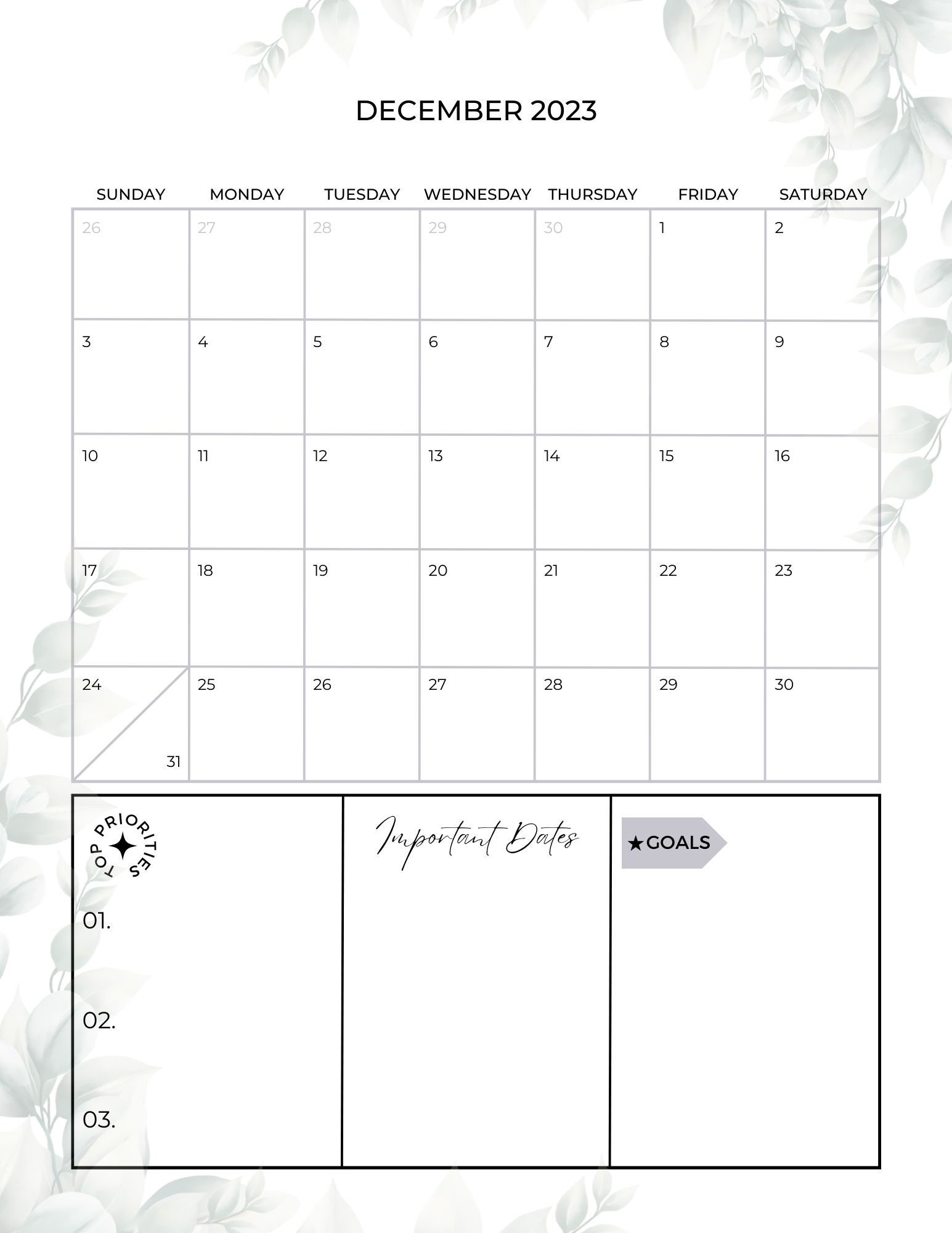 2024 Elegant Eucalyptus Planner Weekly View - Etsy