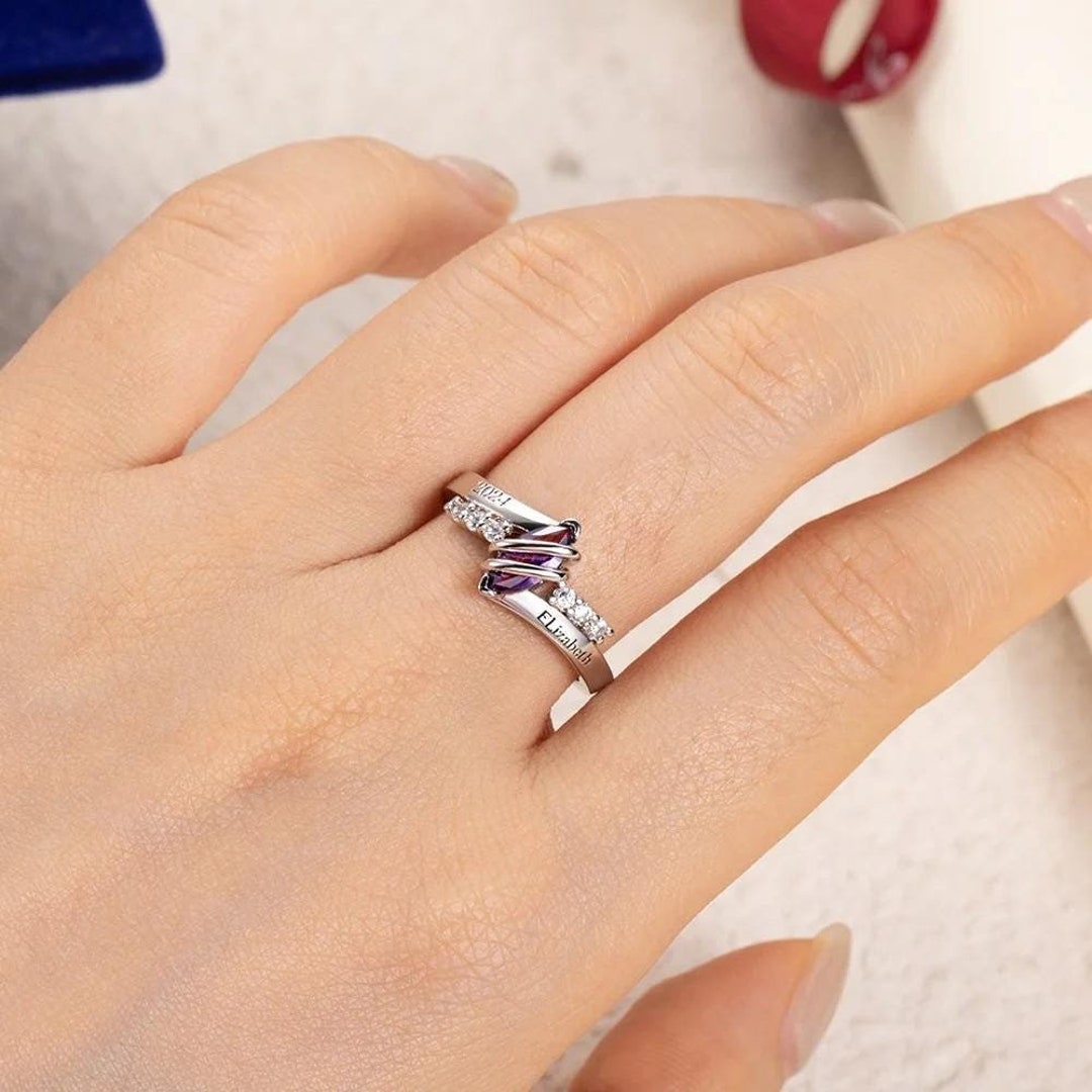 Personalized Class of 2025 Graduation Ring, Custom Birthstone & Name ...
