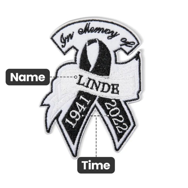 Personalized Embroidered Patch With Name + Date, Custom Memorial Ribbon ...