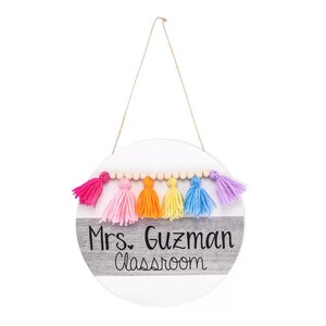 Boho Rainbow Teacher Door Sign With Custom Name, Personalized Name ...