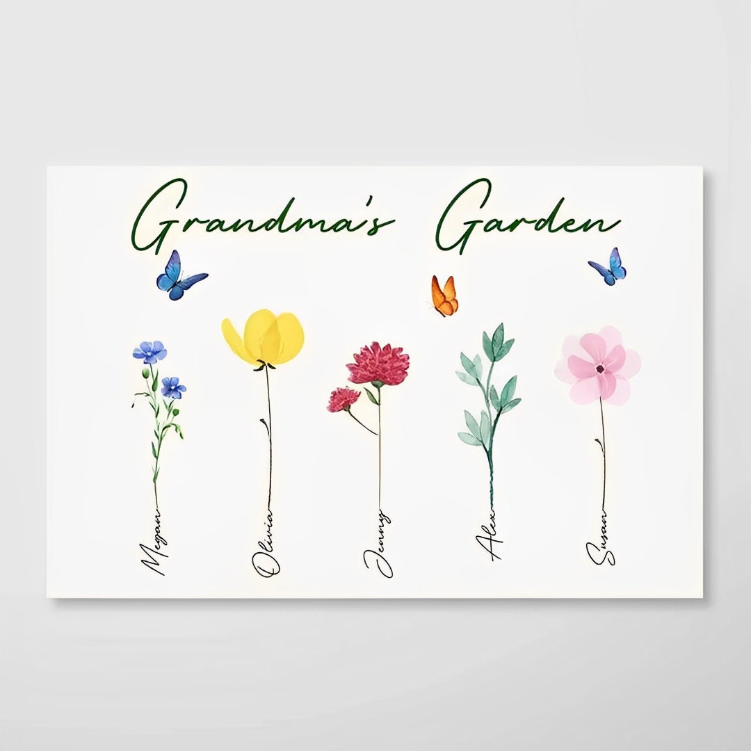 Custom Family Watercolor Flowers + Names Poster, 1-16 Flowers Home ...