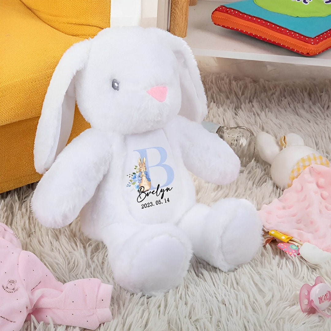 Super Soft Bunny Plush Toy With Customized Name + Initial, Personalized ...