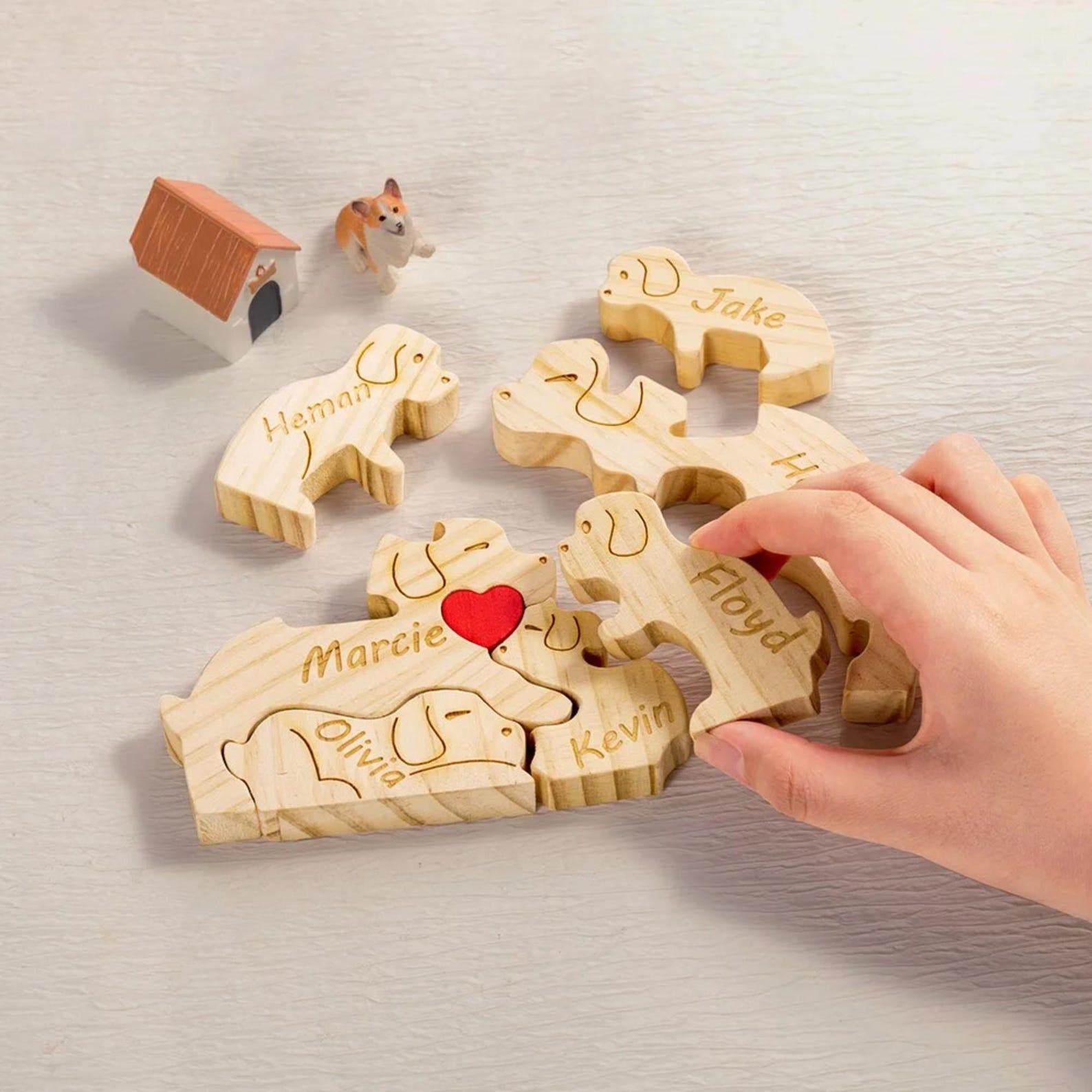 Personalized Wooden Dog Family Puzzle Sign, New Baby Announcement Idea ...