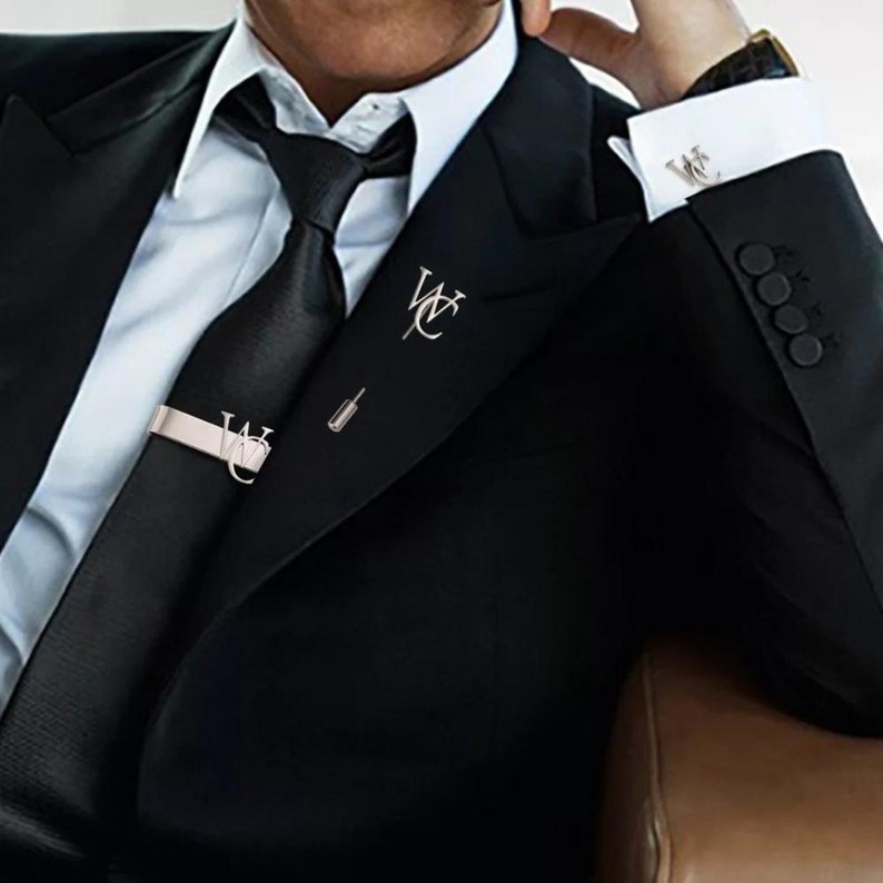 Personalized Cufflinks Lapel Pin and Tie Bar for Men, Special Elegant ...