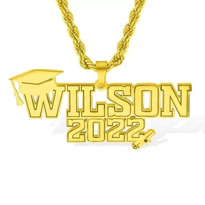Custom Name Graduation Cap + Diploma Necklace, Stainless Steel “class ...