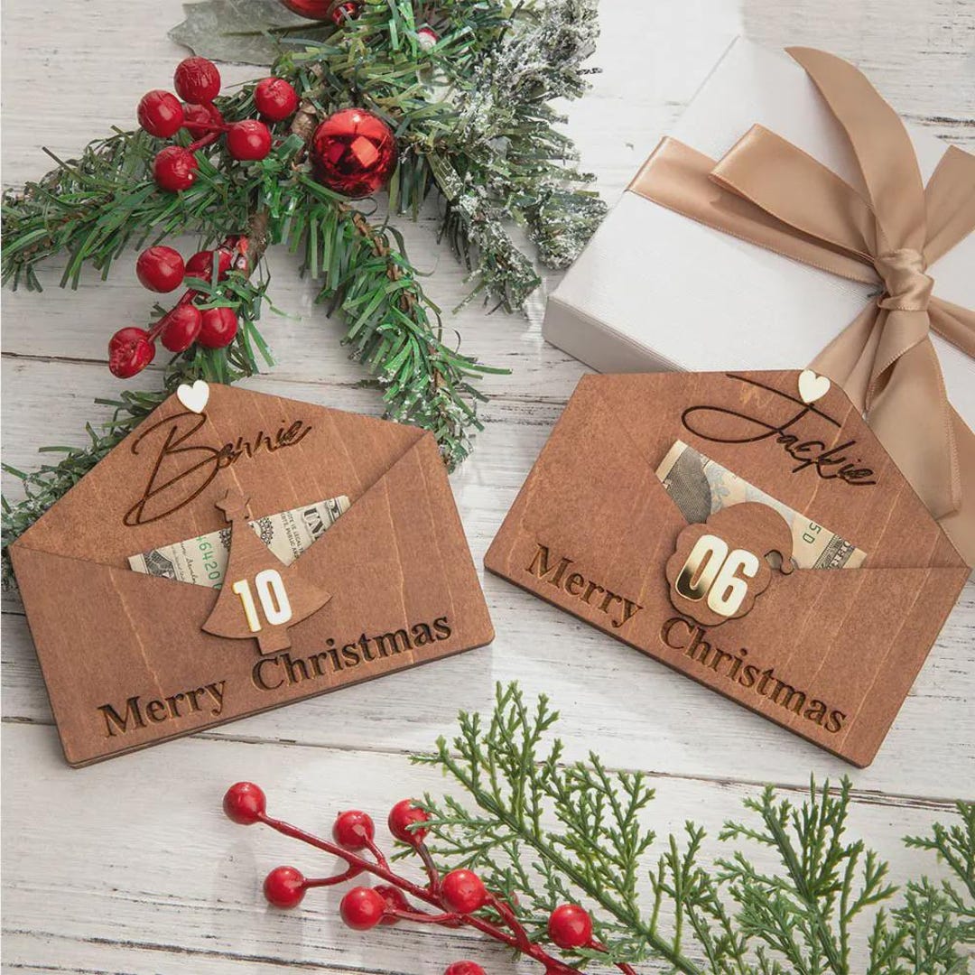 Personalized Wooden Money Holder Envelope, Custom Cash Gift Box for ...