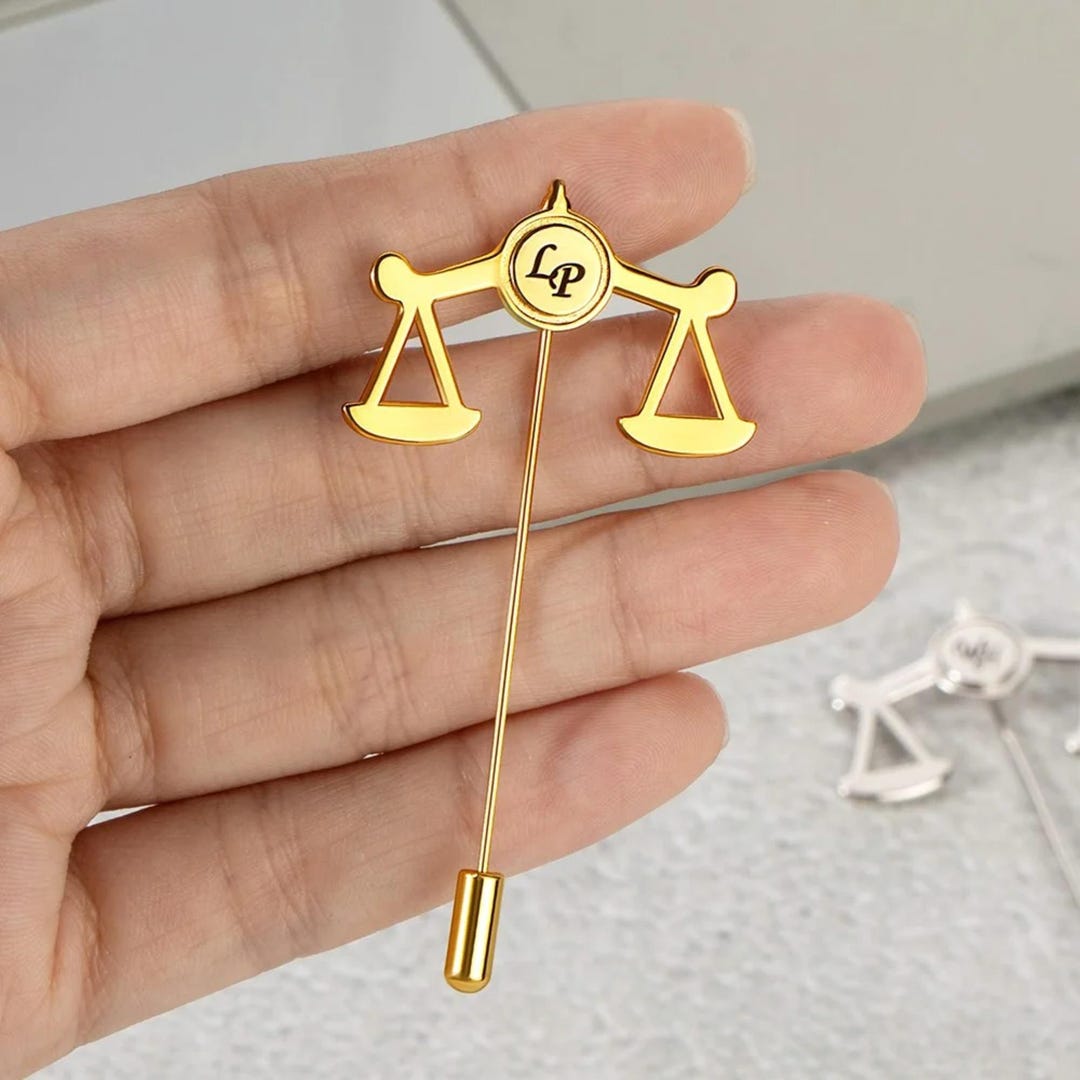 Personalized Scales of Justice Lapel Pin With Initials | Men's Brooch ...