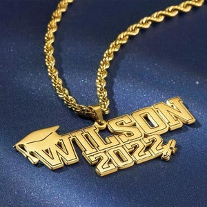 Custom Name Graduation Cap + Diploma Necklace, Stainless Steel “class ...