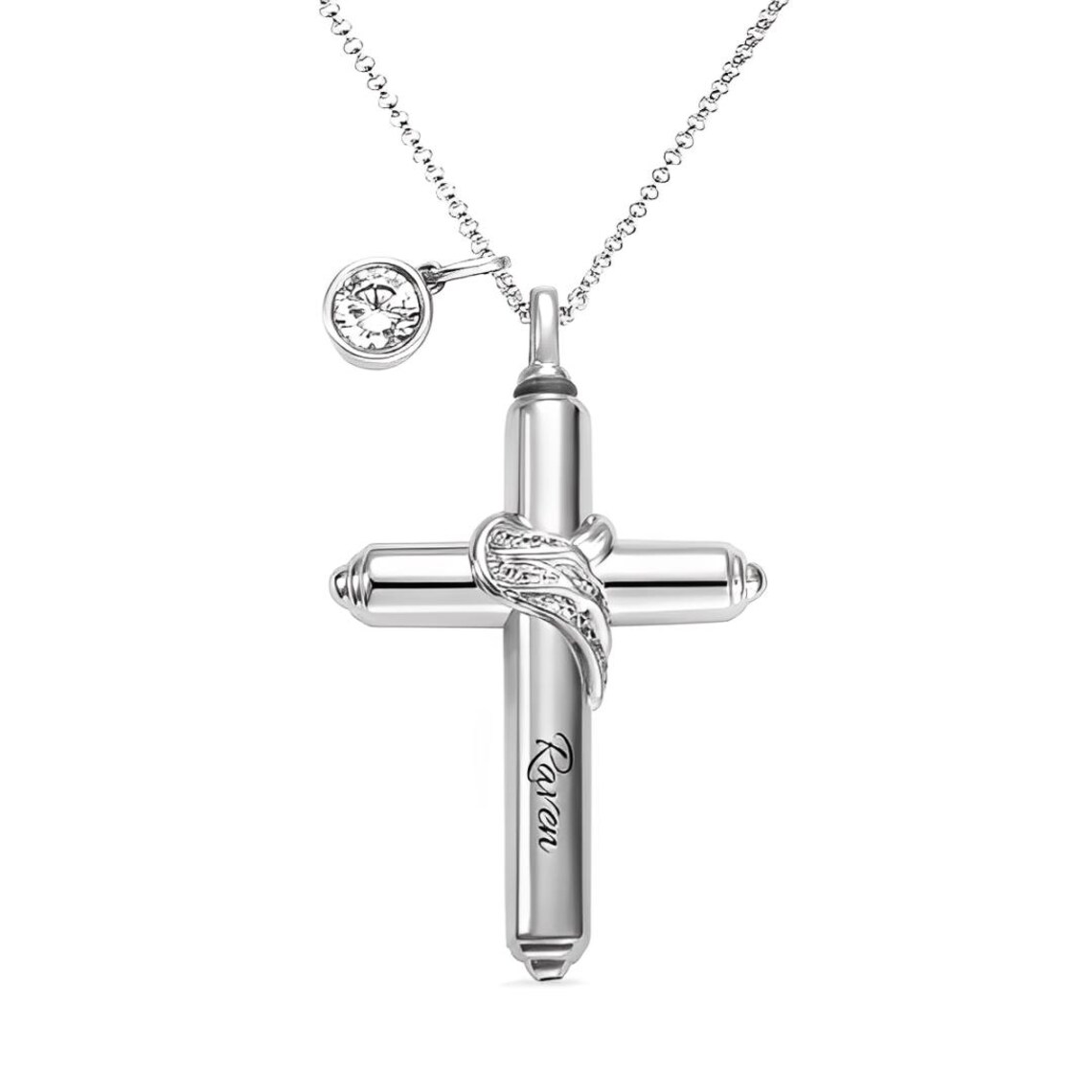 Custom Engraved Cross Urn Necklace in Sterling Silver, Cross Shaped Urn ...