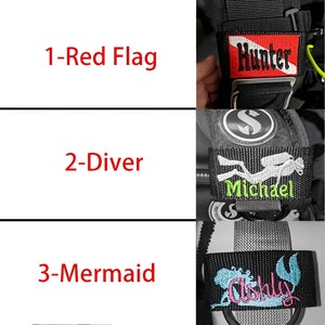 Custom Name Scuba Dive Tag, Personalized Embroidered Scuba BCD Name Tag ...