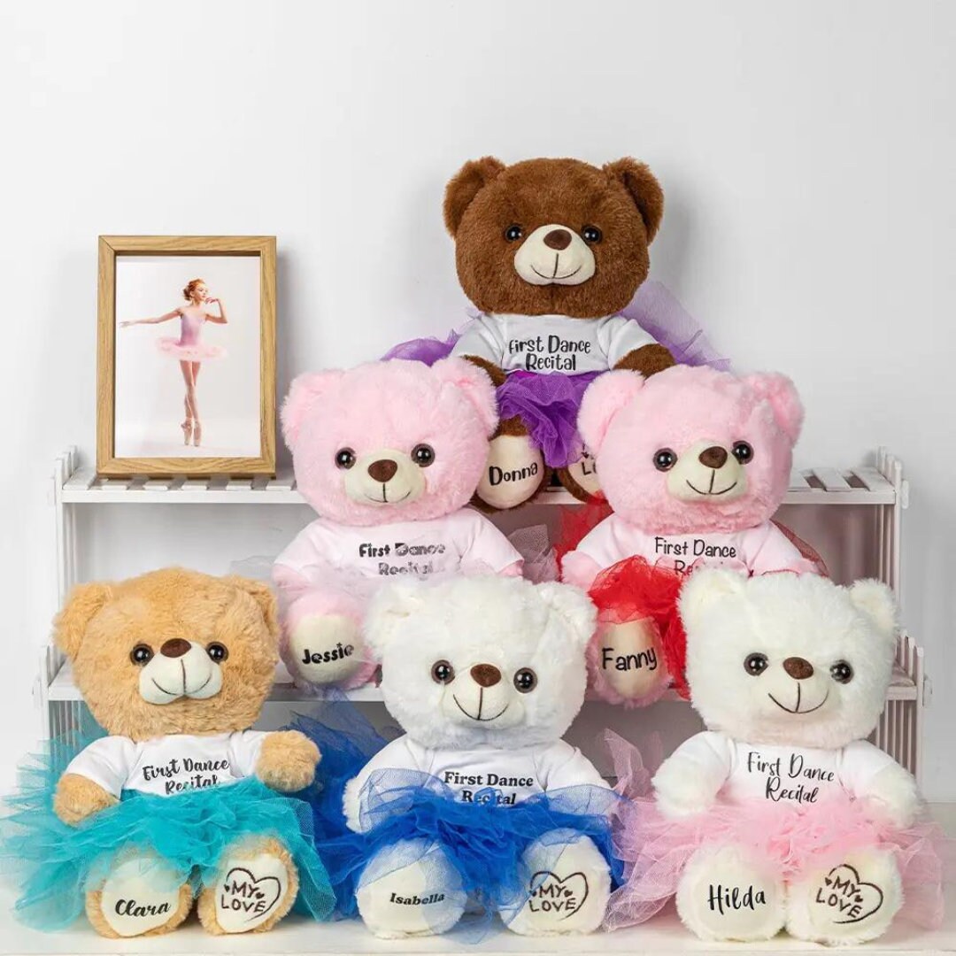 1st Recital Ballerina Plush Bear With Custom Name, Personalized “first ...