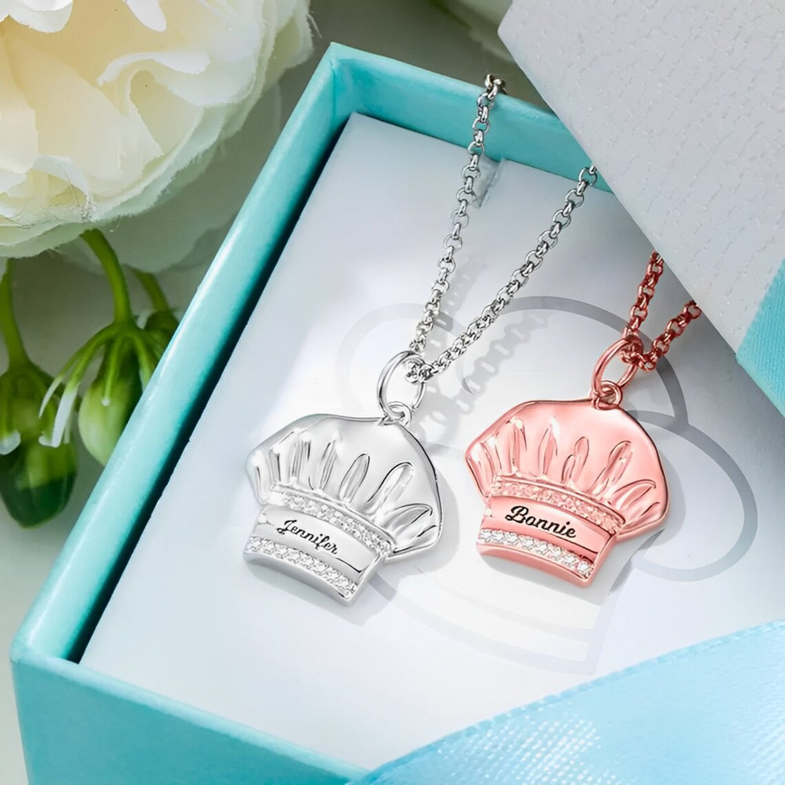 Custom Name Chef Hat Necklace, Personalized Chef Hat Shaped Pendant ...