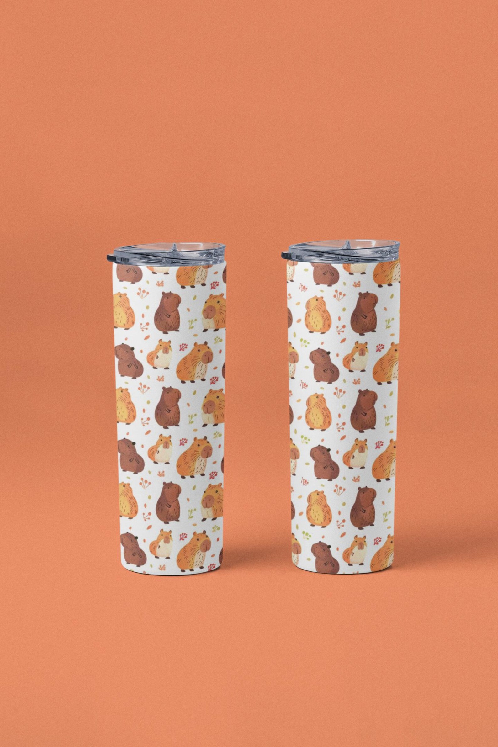Kawaii Capybara Tumbler, Chibi Style Capybaras 20oz Skinny Tumbler With ...