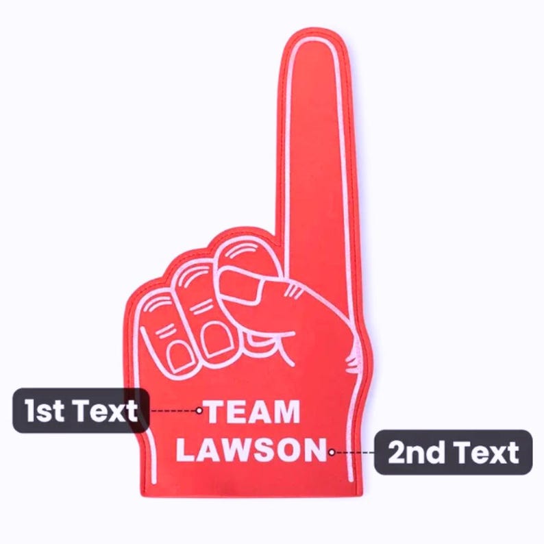 Custom Text Message Foam Finger, Giant Game Day Foam Finger With Custom ...