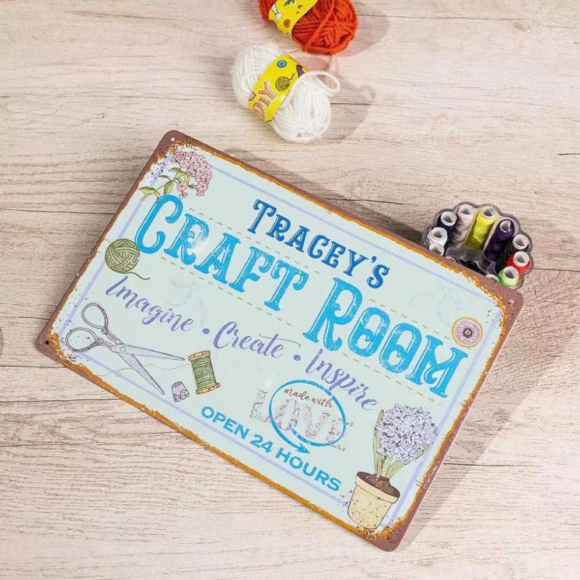 Custom Name Craft Room Metal Sign Vintage/retro Style Room - Etsy