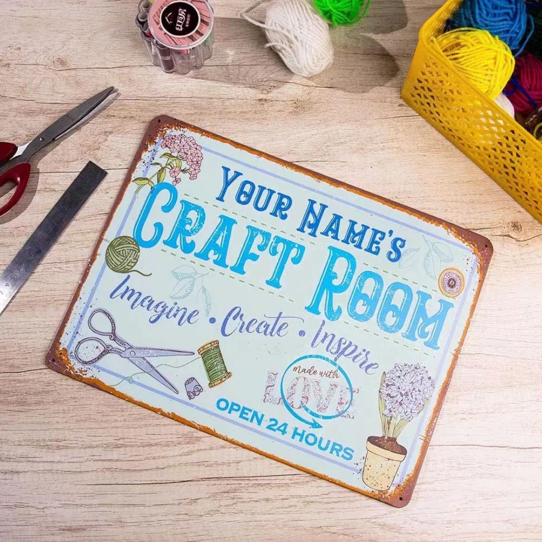 Custom Name Craft Room Metal Sign Vintage/retro Style Room - Etsy