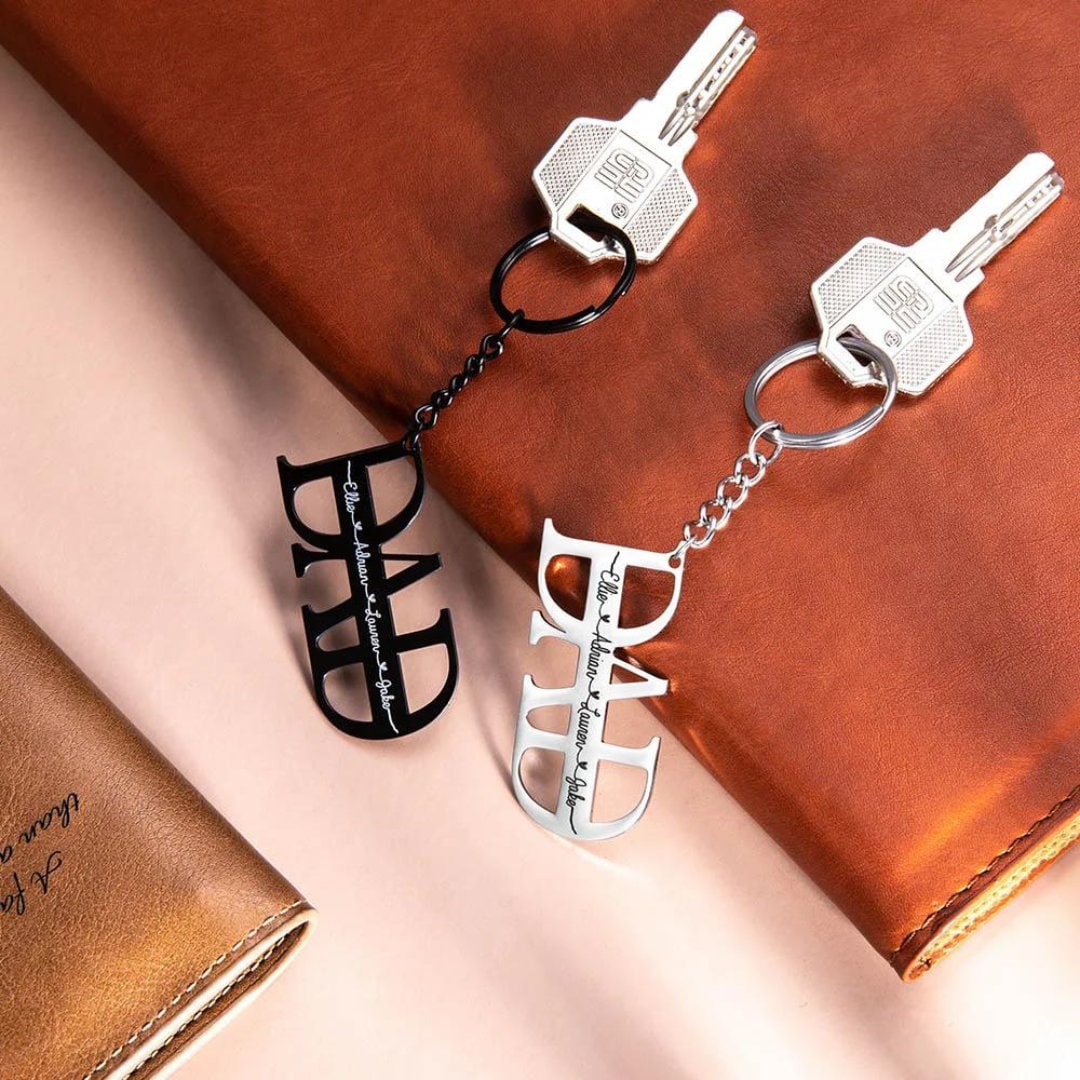 Custom Keychain for Dad in Stainless Steel With Father's Day Card ...