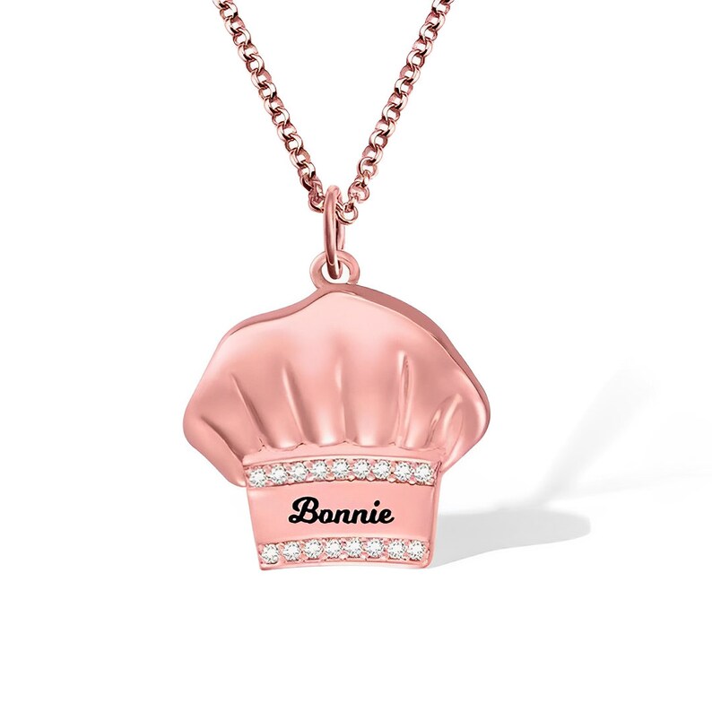 Custom Name Chef Hat Necklace, Personalized Chef Hat Shaped Pendant ...
