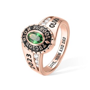 Graduation Class Ring With Customized Engravings + Birthstone, 2025 ...