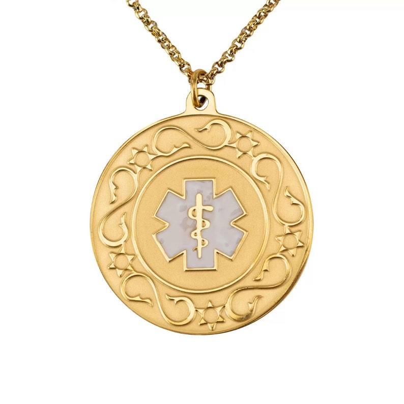 Custom Medical Alert Necklace in Stainless Steel, Engraved Medical ID ...