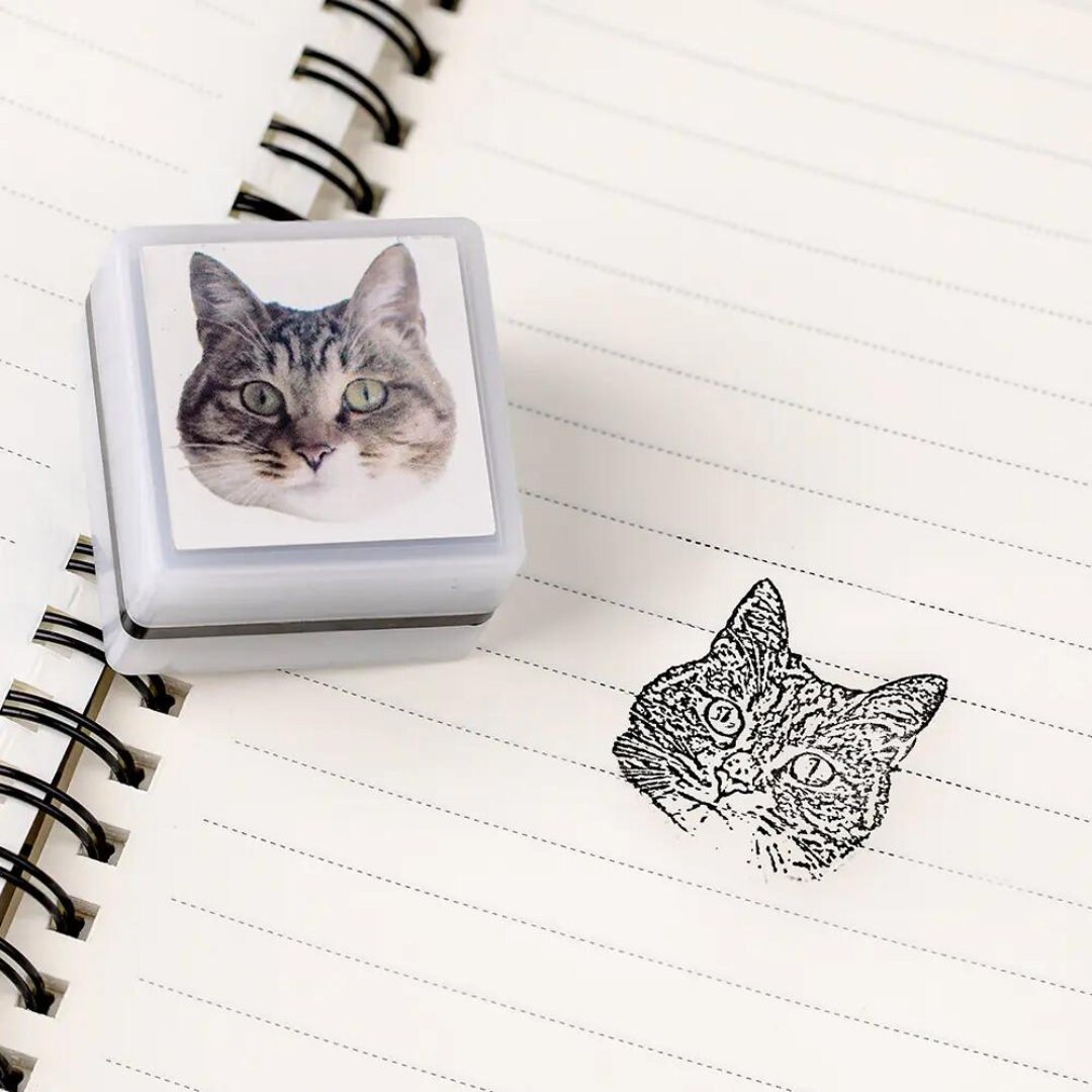 Personalized Pet Portrait Ink Stamp, Customized Pet Face Stamper, Ink ...