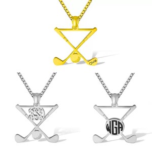 Golf Clubs Necklace With Custom Name in 925 Sterling Silver/18k Gold ...