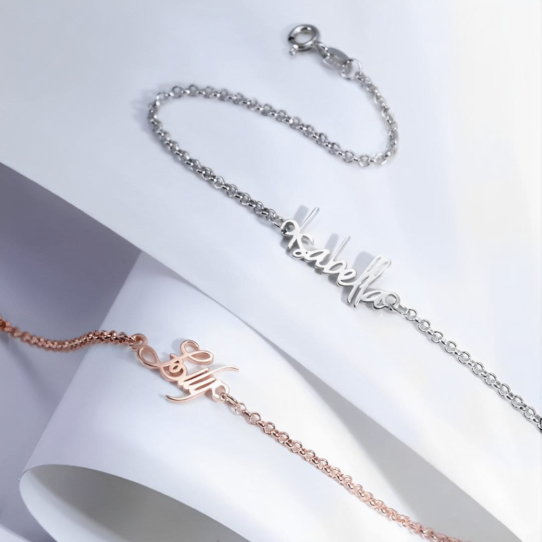 Anklet With Custom Name in 925 Sterling Silver/18k Gold Plated ...