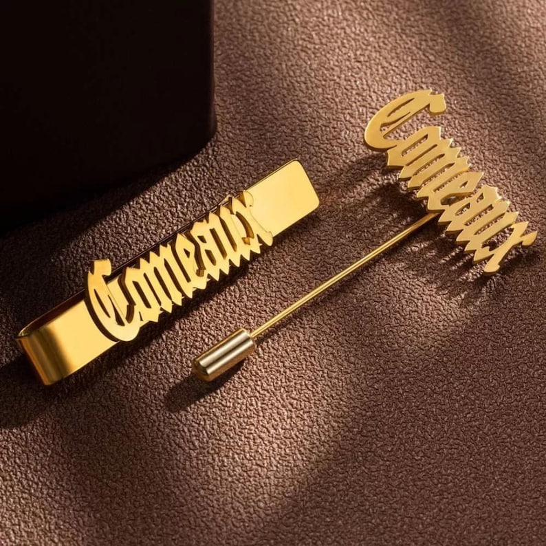 Personalized Cufflinks Lapel Pin and Tie Bar for Men, Special Elegant ...