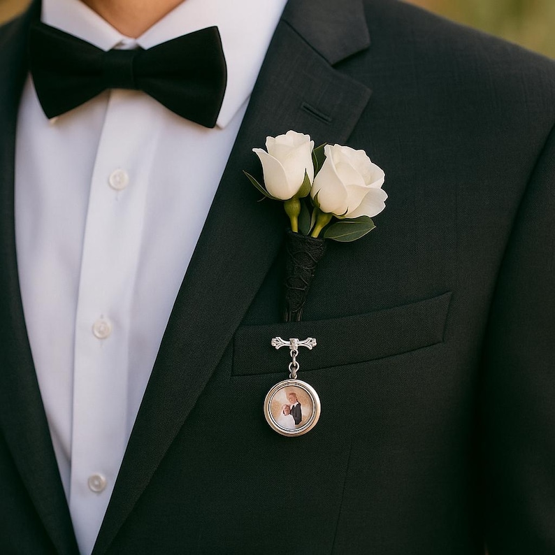 Custom Photo Wedding Lapel Pin, Stainless Steel Picture Brooch for ...