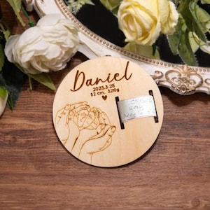Birth Bracelet Holder With Custom Engravings, Wooden Hospital Bracelet ...