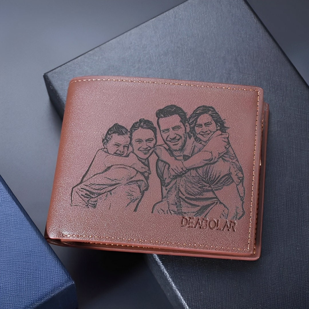 Personalized Photo PU Leather Card Hold Wallet With Custom Engraved ...