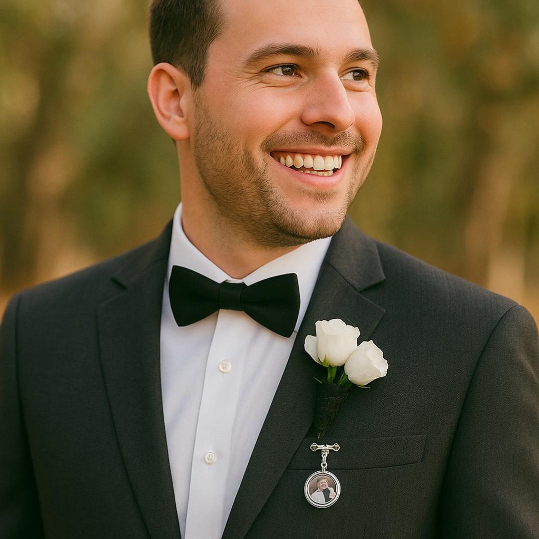 Custom Photo Wedding Lapel Pin, Stainless Steel Picture Brooch for ...