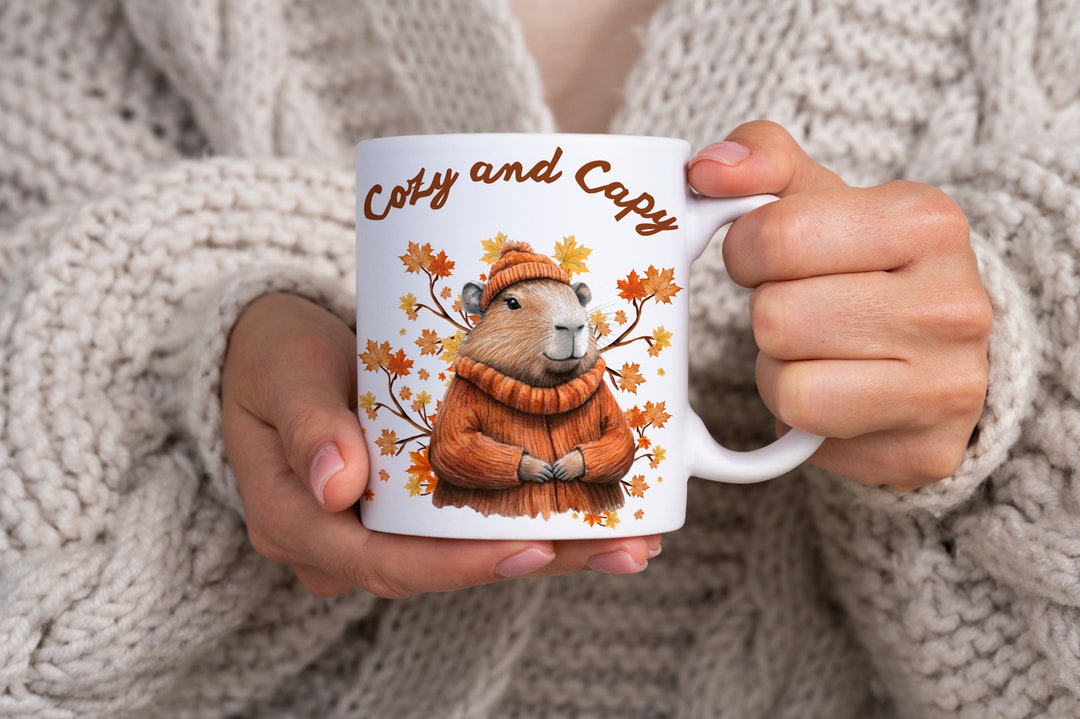 Capybara 'cozy and Capy' Mug in Watercolor Style, Adorable Capybara ...