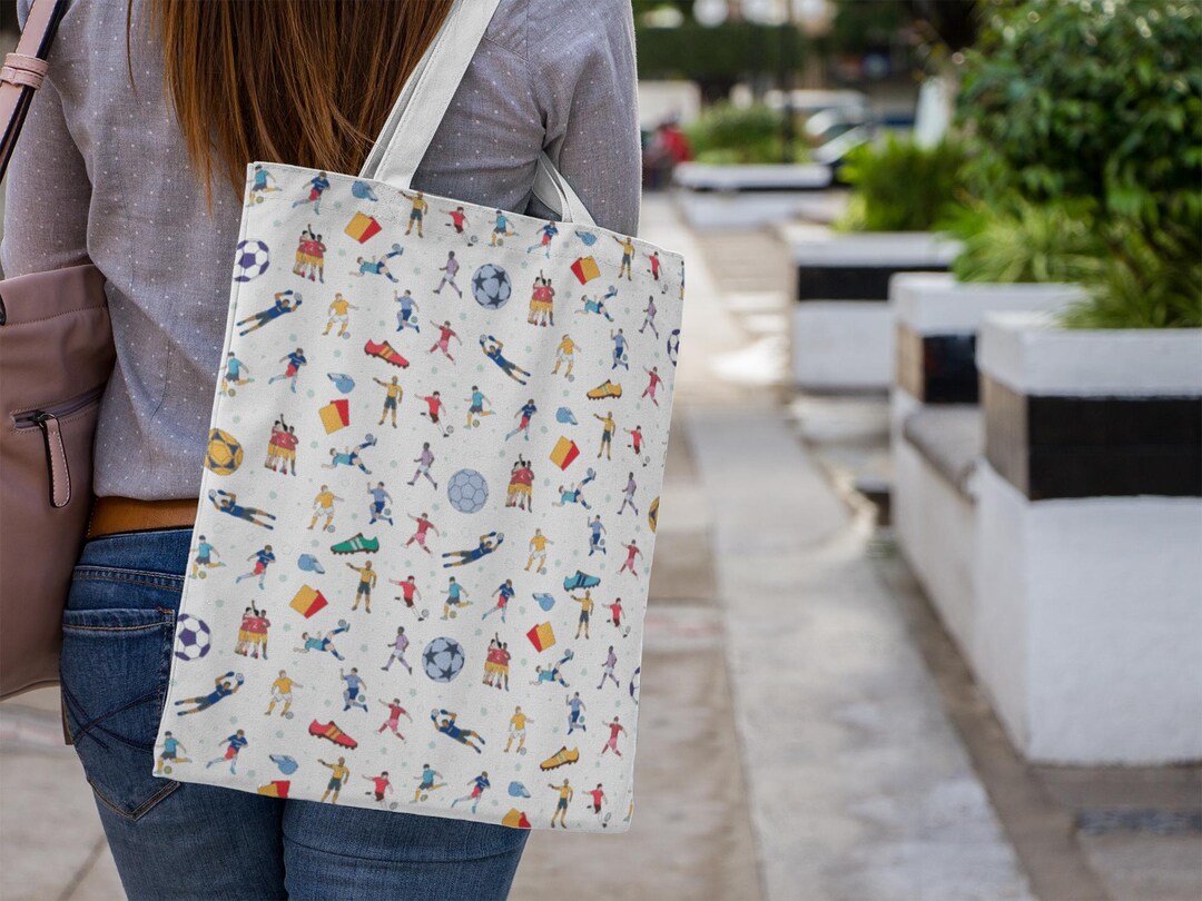 Football Print Tote Bag, Football soccer Printed Tote Bag, Unisex Tote ...