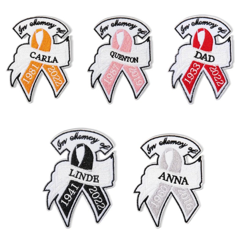 Personalized Embroidered Patch With Name + Date, Custom Memorial Ribbon ...