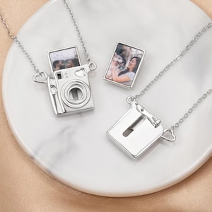 Personalized Photo Mini Camera Charm Necklace | Custom Memorial Locket ...