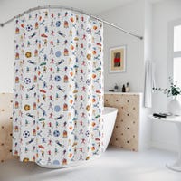 Vintage Baseball Shower Curtain, Baseball Bathroom Decor, Baseball ...
